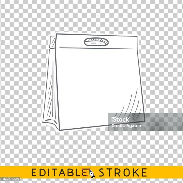 Identitas Merek Kemasan Kosong Kantong Kertas Sketsa Doodle Garis Ikon