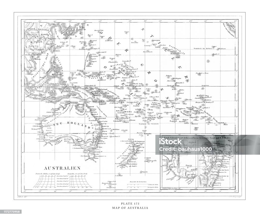 Karte Von Australien Gravur Antike Illustration Veröffentlicht 1851 ... Karte Von Australien Gravur Antike Illustration Veröffentlicht 1851 ...