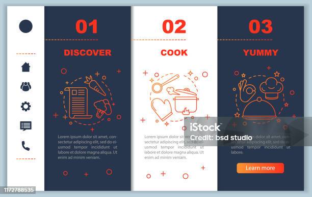 Memasak Makanan Onboarding Halaman Web Seluler Vektor Template