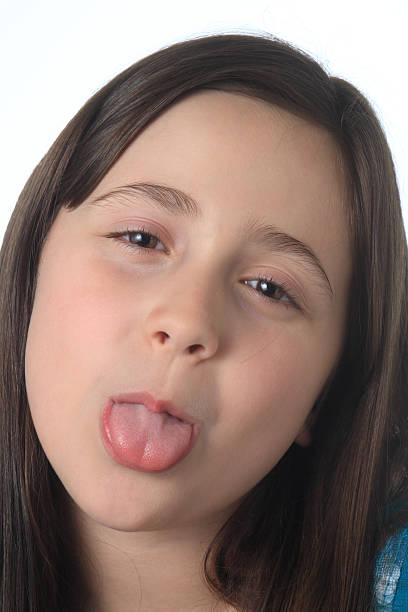 40 Sticking Out Tongue Human Tongue Teenage Girls Mouth Open