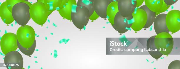 Vector Gelukkige Verjaardag Kaart Met Groene Ballonnen Uitnodiging Voor