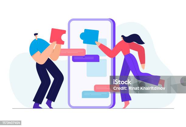 Orangorang Menghubungkan Elemen Tekateki Konsep Bisnis Metafora Tim