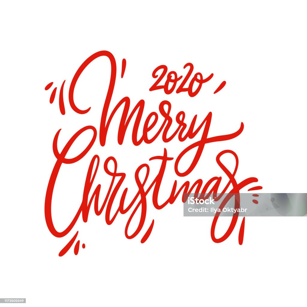 Merry Christmas Hand Drawn Vector Lettering Isolated On White