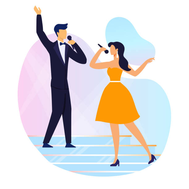 600 People Singing Karaoke Drawing Stock Illustrations Royalty Free