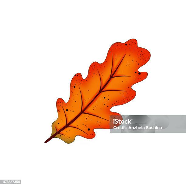 Illustration De Dessin Animé De La Feuille Colorée Darbre De Chêne