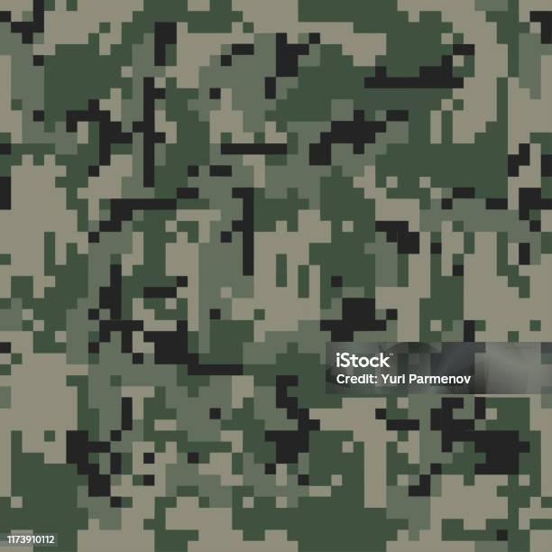 Camo Digital Pola Kamuflase Mulus Tekstur Modern Militer Warna Hutan