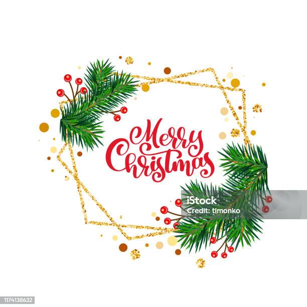Selamat Natal Kartu Ucapan Liburan Musim Dingin Dengan Kaligrafi Elemen
