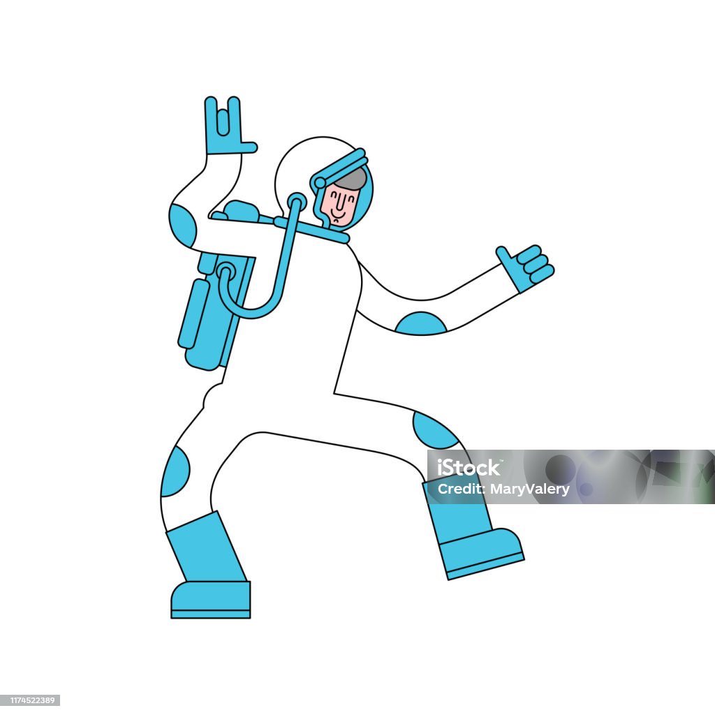 Astronaut Dance Isolated Spaceman Dancer Cosmonaut Disco Stock