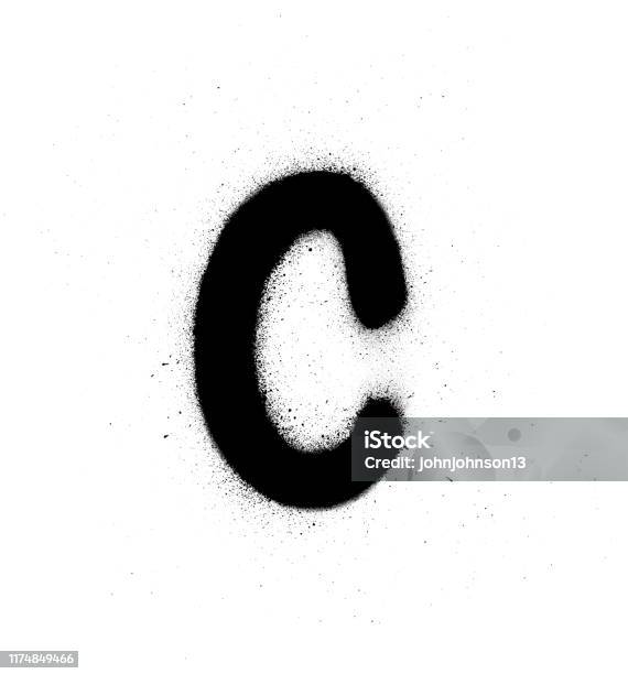 Grafiti Kecil Lemak C Font Disemprotkan Dalam Hitam Di Atas Putih