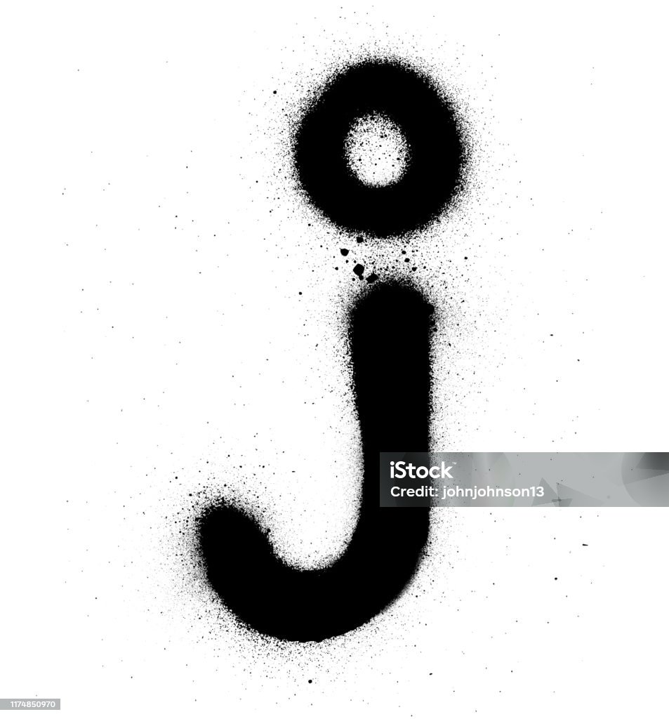 Grafiti Kecil Lemak J Font Disemprotkan Dalam Hitam Di Atas Putih