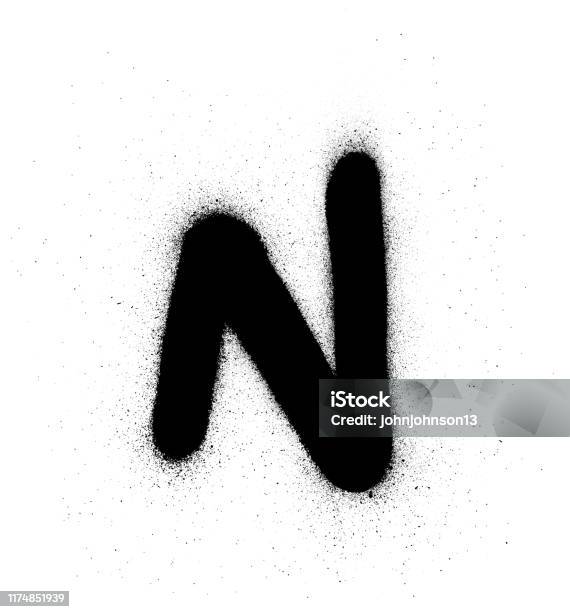 Grafiti Lemak Kecil N Font Disemprotkan Dalam Hitam Di Atas Putih