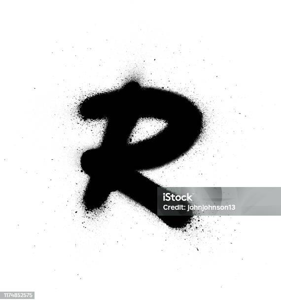 Grafiti Kecil Lemak R Font Disemprotkan Dalam Hitam Di Atas Putih