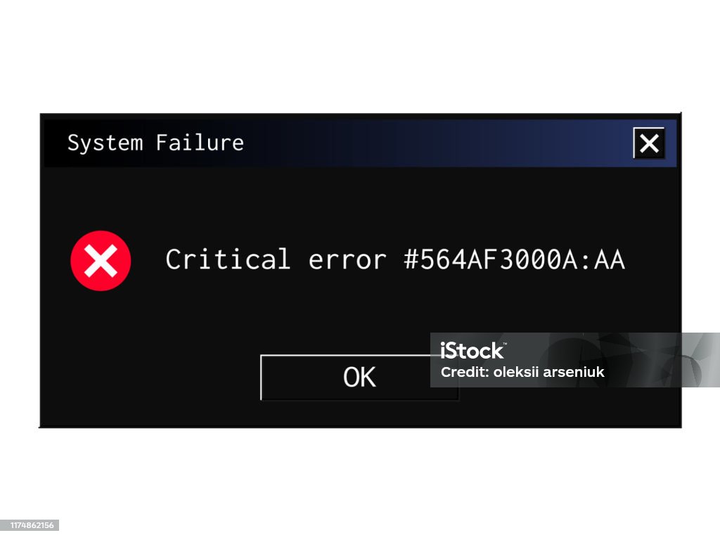 Retro Ui Error Message Window Night Mode Theme Stock Illustration