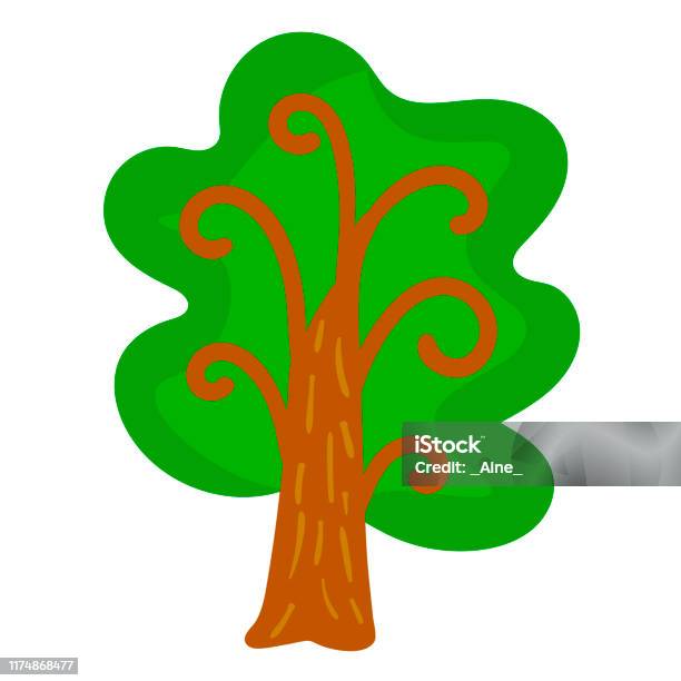 Arbre Vert De Dessin Animé Disolement Sur Le Fond Blanc Illustration De