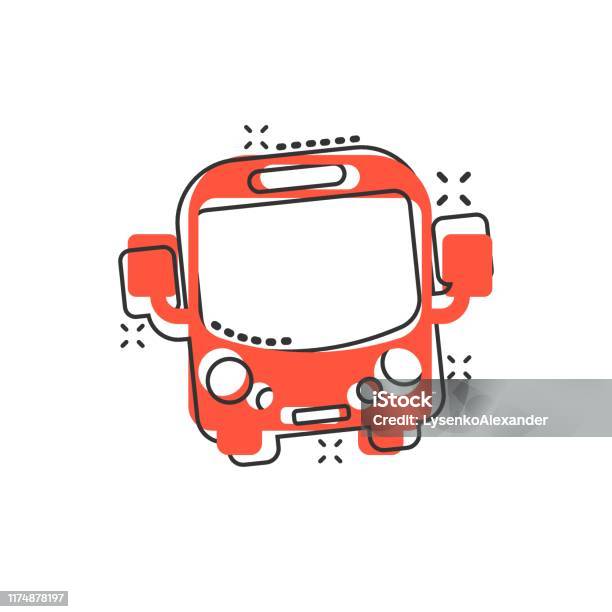 Icône De Bus Décole Dans Le Modèle Comique Illustration De Dessin Animé
