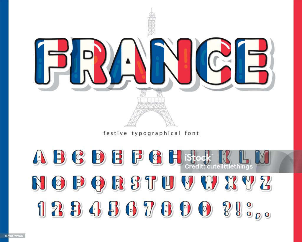 Ilustración de Fuente De Dibujos Animados De Francia Colores De La ... Ilustración de Fuente De Dibujos Animados De Francia Colores De La ...