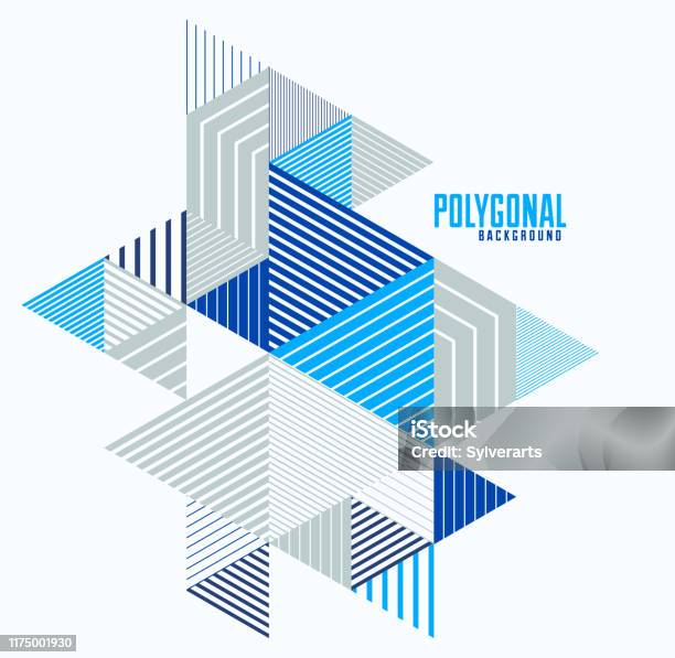 Latar Belakang Poligonal Abstrak Dengan Segitiga Bergaris Dan Desain