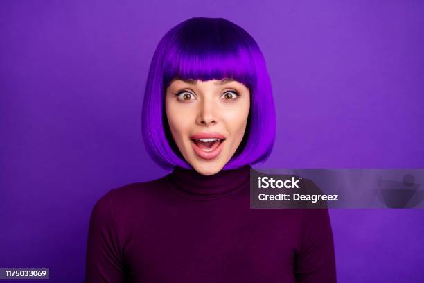 Portrait Impressed Lady Screaming Wearing Turtleneck Isolated Over