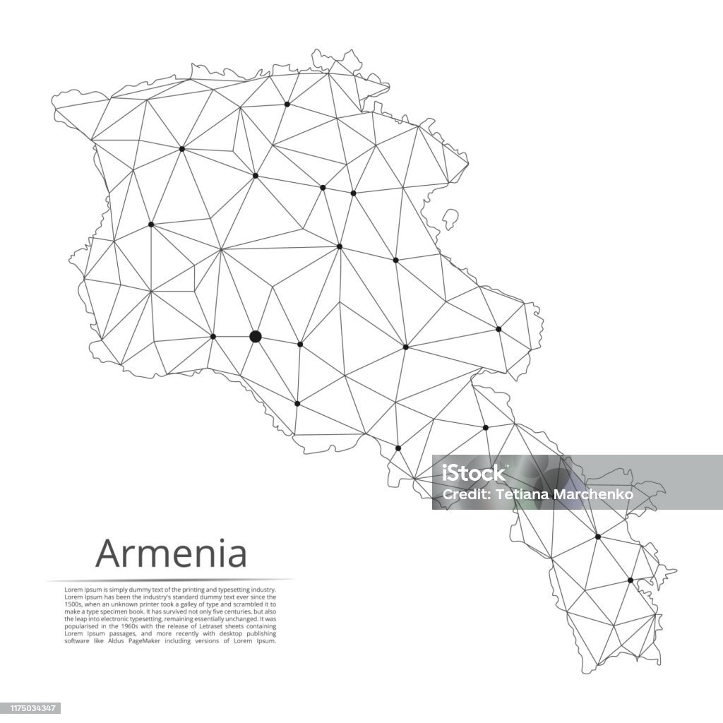 Carte Du Réseau De Communication De Larménie Image Poly Faible De