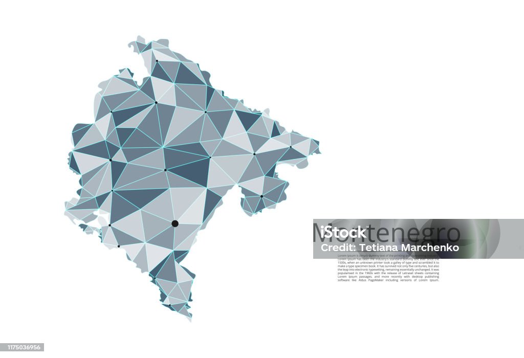 Carte Du Réseau De Communication Du Monténégro Image Poly Faible De