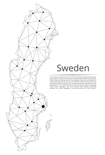 Carte Du Réseau De Communication De La Suède Image Poly Faible De