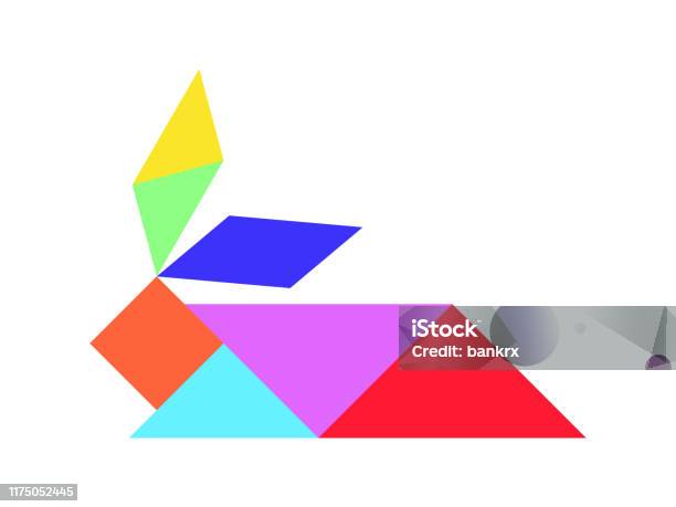 Tangram Puzzle In Rabbit Shape On White Background Stock Illustration