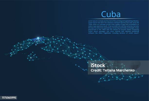 Carte Du Réseau De Communication De Cuba Image Poly Faible De Vecteur