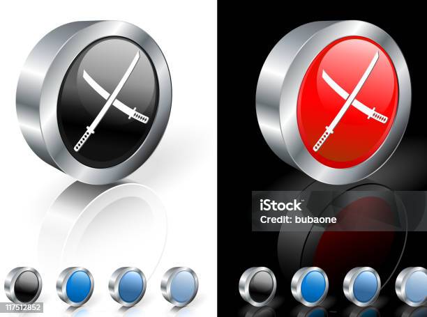 Crossed Katana Swords 3d Royalty Free Vector Art向量圖形及更多劍圖片 劍 反射 圖示