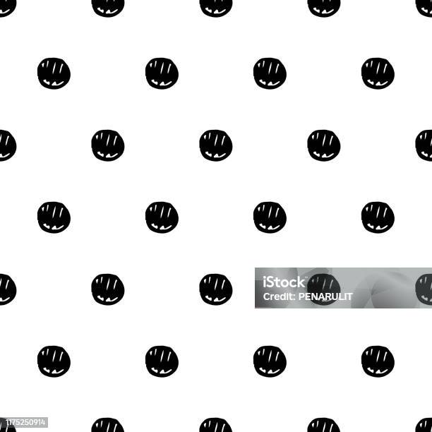 Hand Drawn Polka Dot Vector Seamless Pattern Stock Illustration