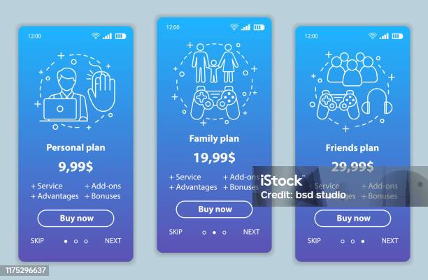 Hiburan Layar Aplikasi Seluler Onboarding Dengan Harga Layanan