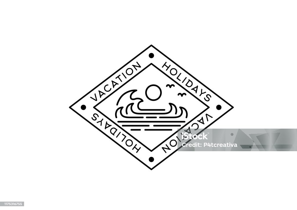 Simple Modern Beach Line Art Illustration Logo Design Ocean And Wave ... Simple Modern Beach Line Art Illustration Logo Design Ocean And Wave ...