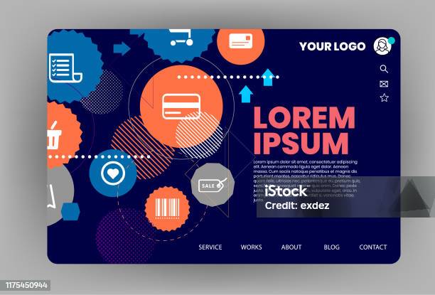 Desain Templat Situs Web Ecommerce Modern Ilustrasi Stok Unduh Gambar