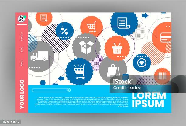 Desain Templat Situs Web Ecommerce Modern Ilustrasi Stok Unduh Gambar