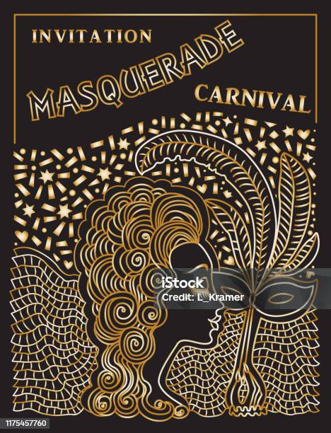Dessin Abstrait De Mascarade De Vecteur Carte Dinvitation De Fête De