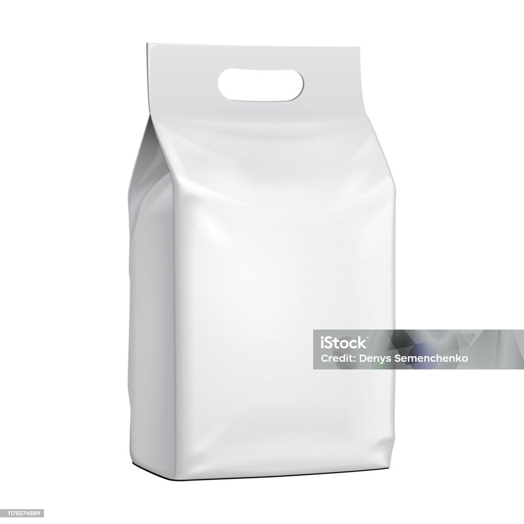 Kosong Berdiri Kantong Jajan Sachet Dengan Pegangan Mock Up Template