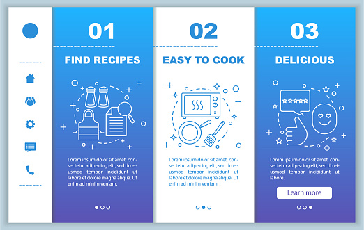 Makanan Memasak Onboarding Halaman Web Seluler Vektor Template