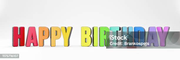 Feliz Cumpleaños Letras Coloridas Banner 3d Render Foto De Stock Y Más