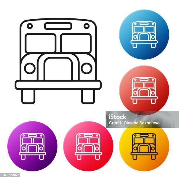 Icône Noire De Bus Décole De Ligne Disolement Sur Le Fond Blanc Symbole