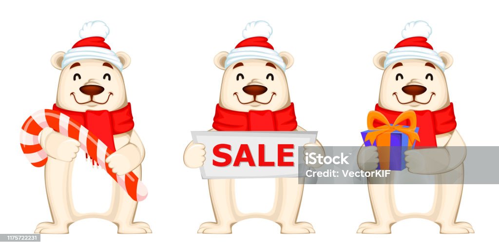 Christmas Greeting Card With Polar Bear Stock Illustration Download