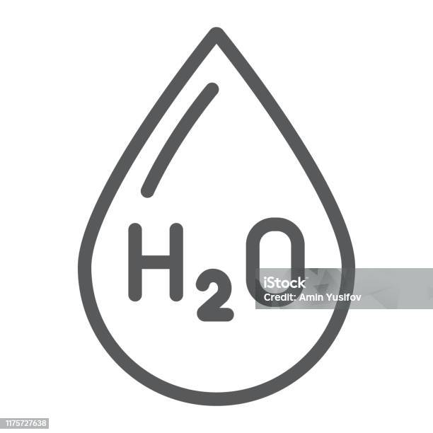 Icône De Ligne De Formule Deau Chimique Et Eau Signe De Chute De H2o