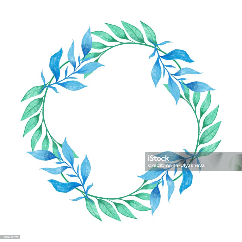 Feuilles Et Branches Vertes Et Bleues De Couronne Verdure Rustique