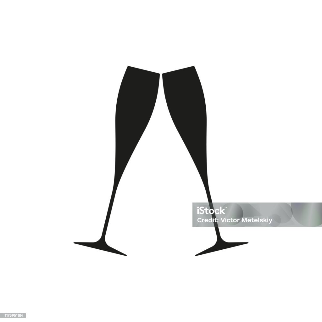 Cheers Icon Icon With Two Champagne Or Wine Glasses Vector Illustration