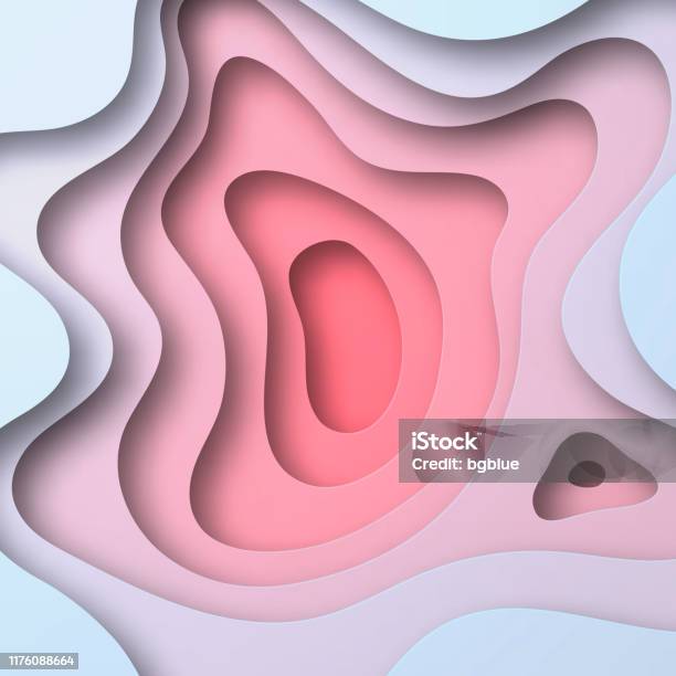 Paper Cut Background Red Abstract Wave Shapes Trendy 3d Design Stock