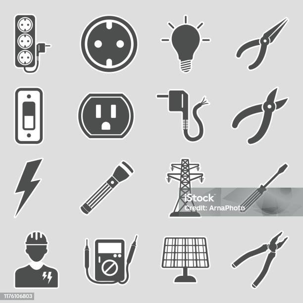 Ikon Tukang Listrik Desain Stiker Ilustrasi Vektor Ilustrasi Stok