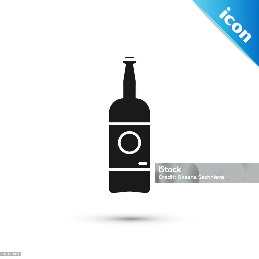 Vetores De Ícone Preto Do Frasco De Cerveja Isolado No Fundo Branco
