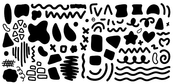 Set Abstrak Dengan Bentuk Hitam Dalam Gaya Trendi Terrazzo Desain