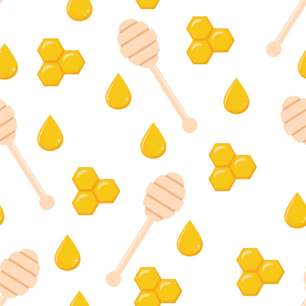 30 Seamless Dripping Honey Repeatable Isolated On White Stock
