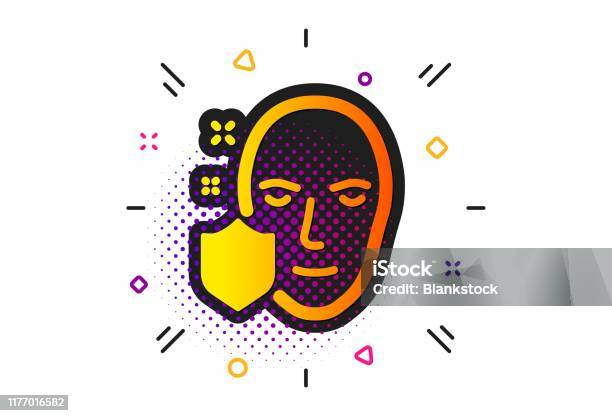 Face Detection Protected Icon Secure Access Sign Vector Stock