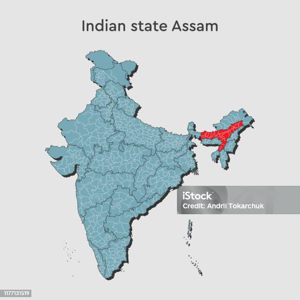 India Country Map Assam State Template Infographic Stock Illustration Download Image Now