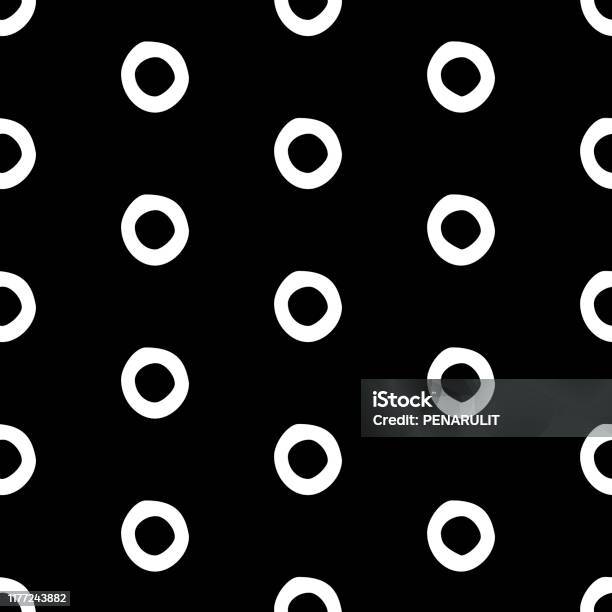Hand Drawn Polka Dot Vector Seamless Pattern Stock Illustration